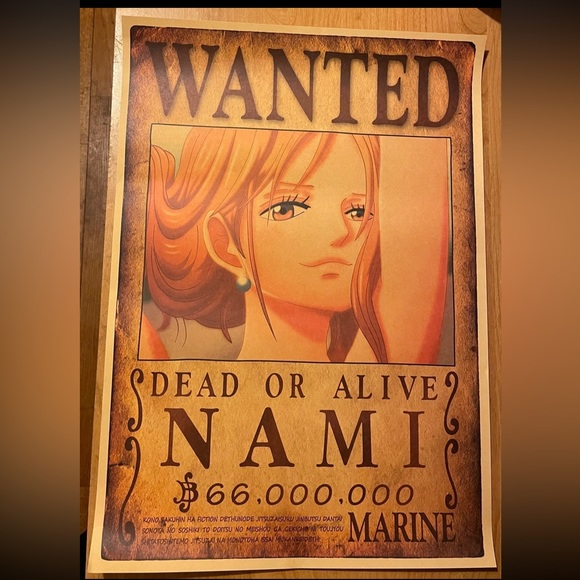 Onepiece | Other | One Piece Dead Or Alive Nami Wanted Poster | Poshmark